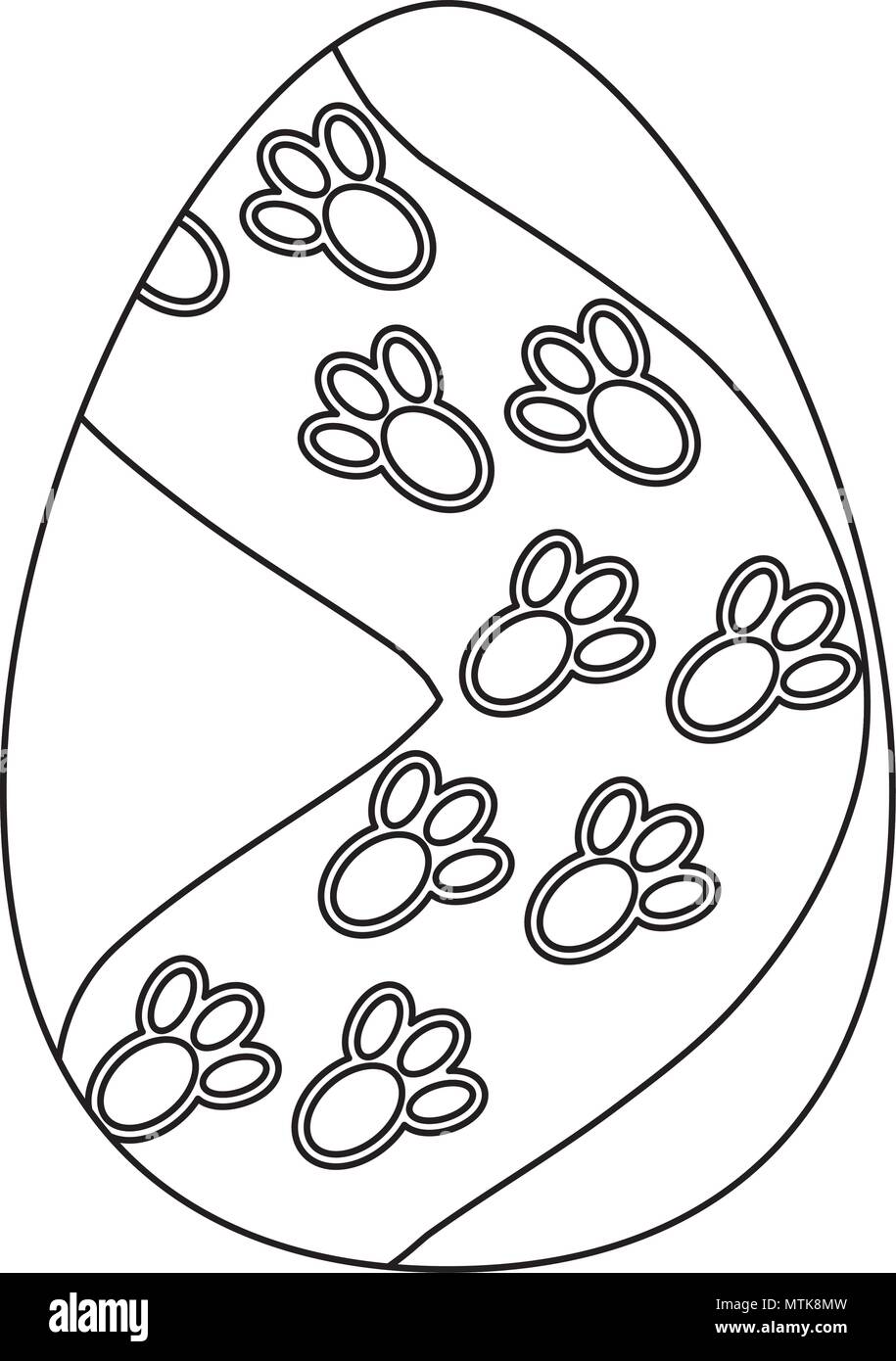 easter egg with bunny footprints design over white background, vector ...