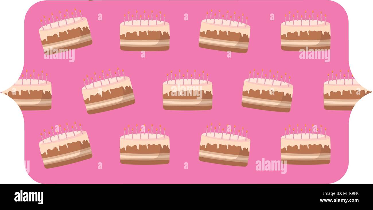 banner with birthday cake pattern over white background, vector ...