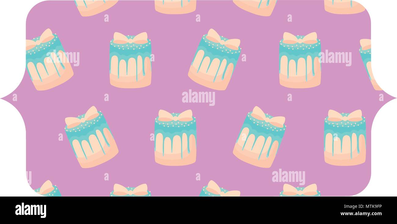 banner with sweet cake pattern over white background, vector ...