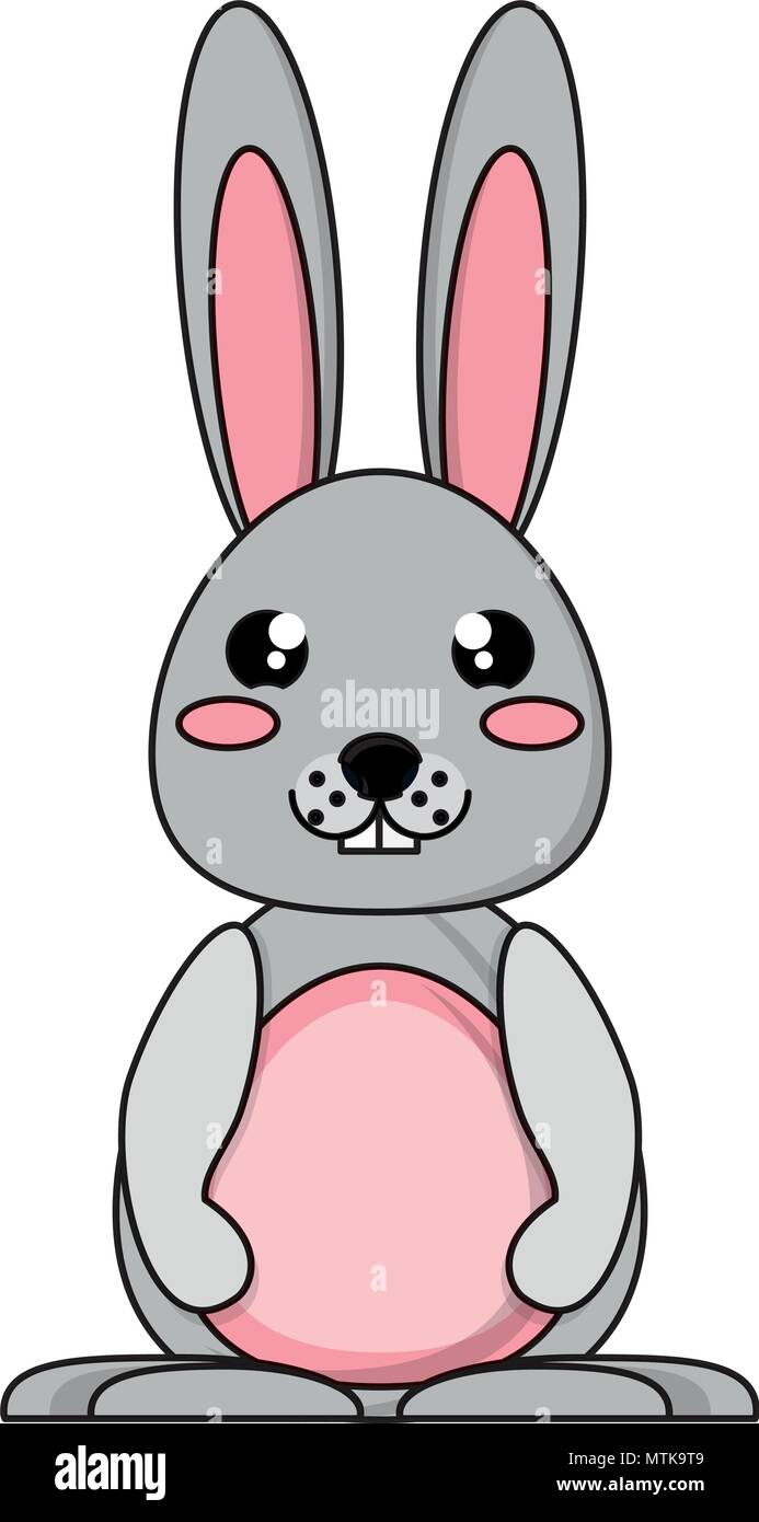 cute bunny icon over white background, colorful design. vector ...