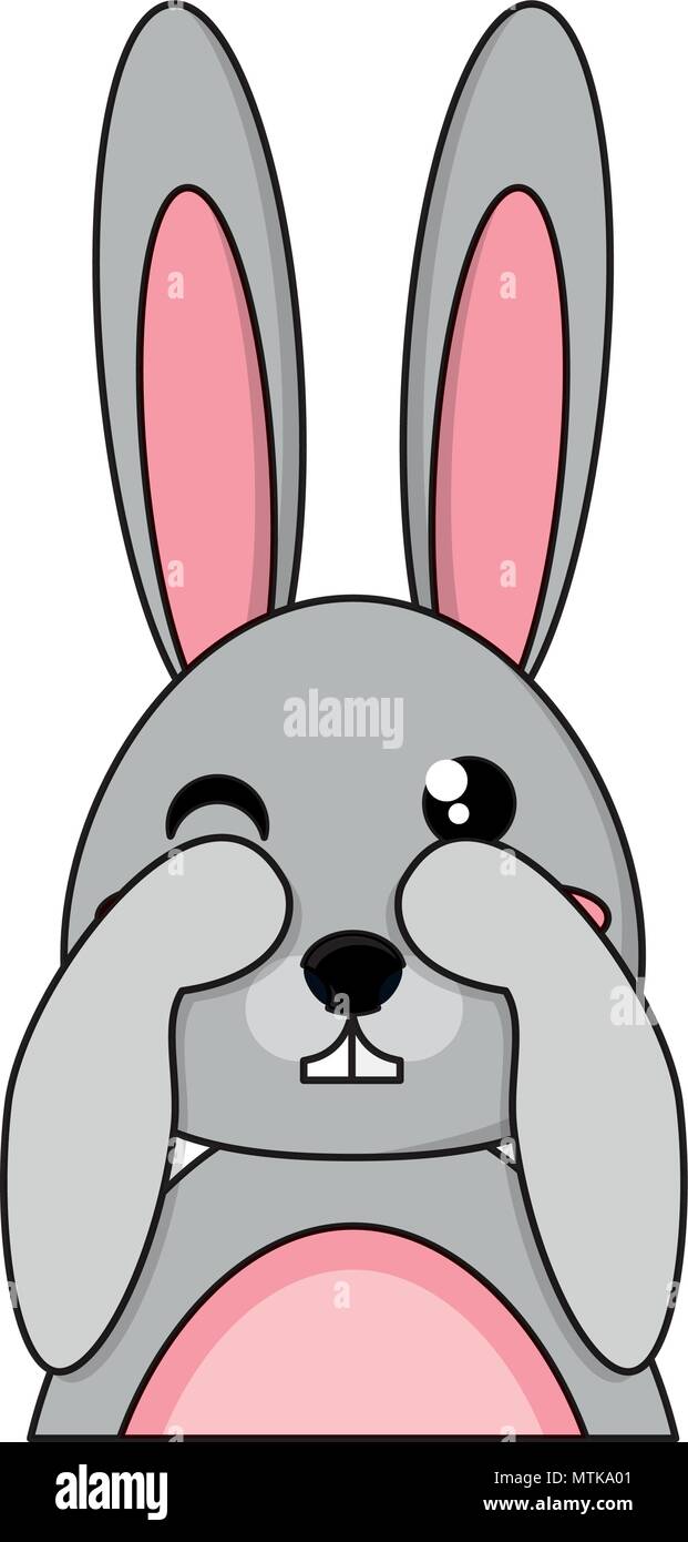 cute rabbit icon over white background, colorful design. vector ...