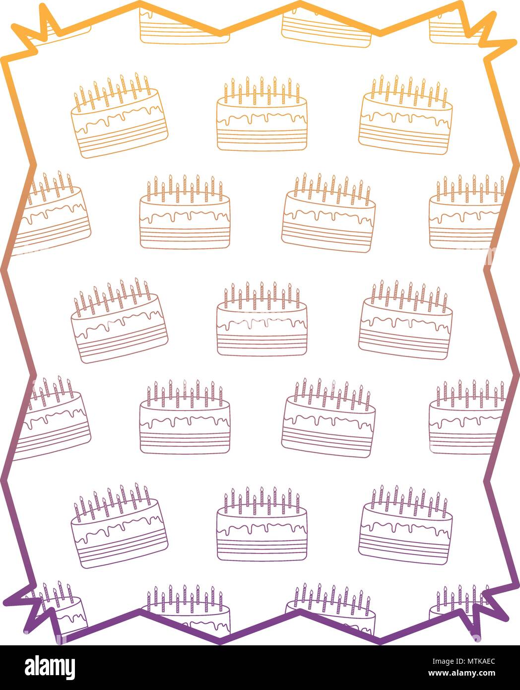 abstract frame with birthday cake pattern over white background, vector ...