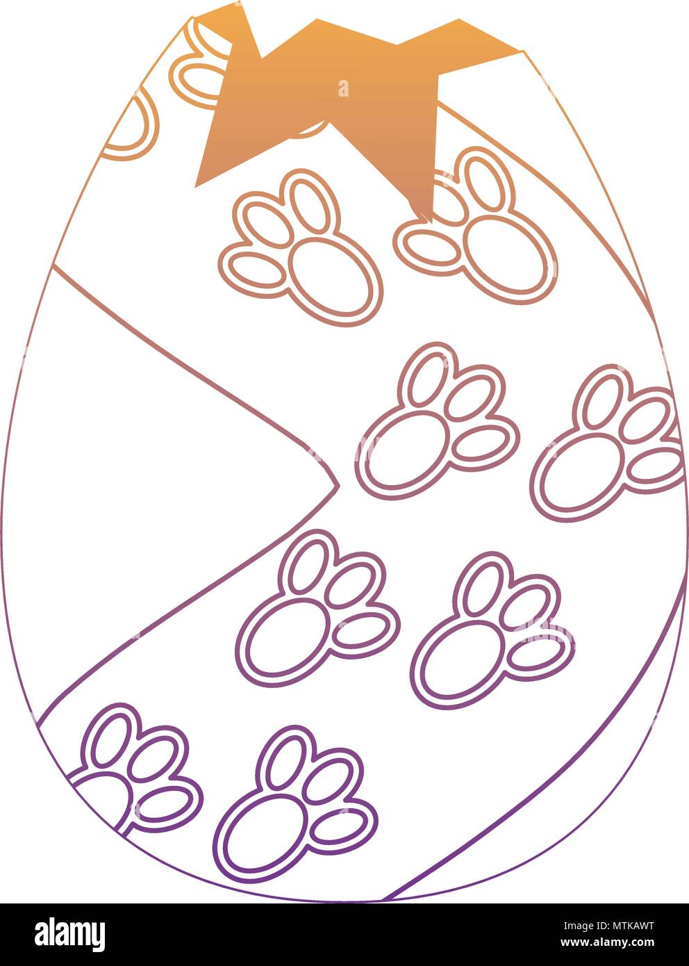 easter egg with bunny footprints design over white background, vector ...
