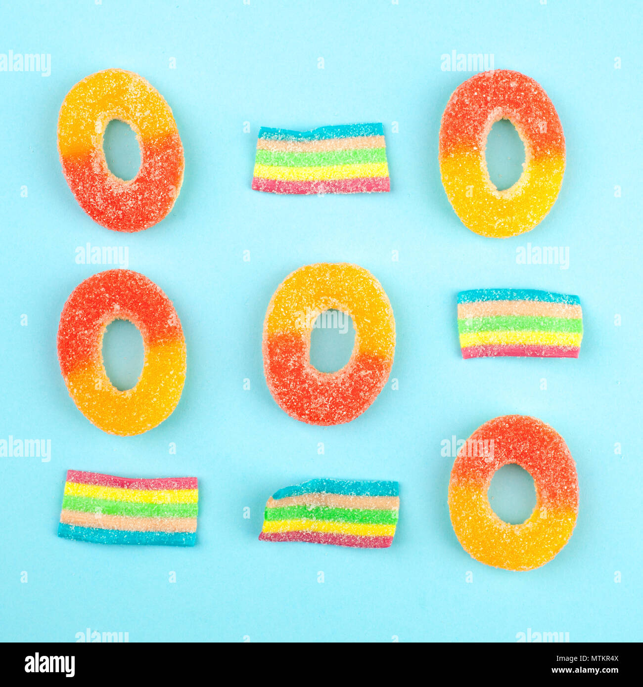 game Tic Tac Toe from candies with jelly and sugar. colorful array of ...