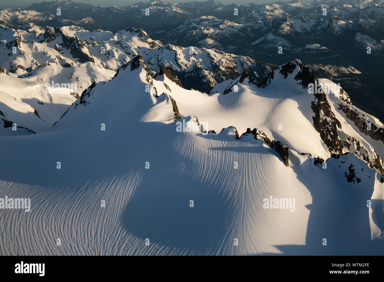 Aerial view of the beautiful Canadian Mountain Landscape during a ...