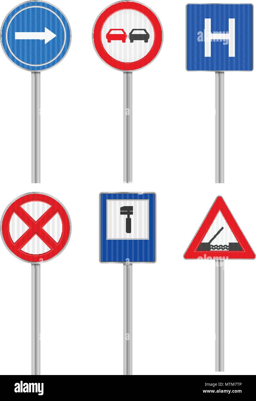 Road signs set on a white background Stock Vector Image & Art - Alamy