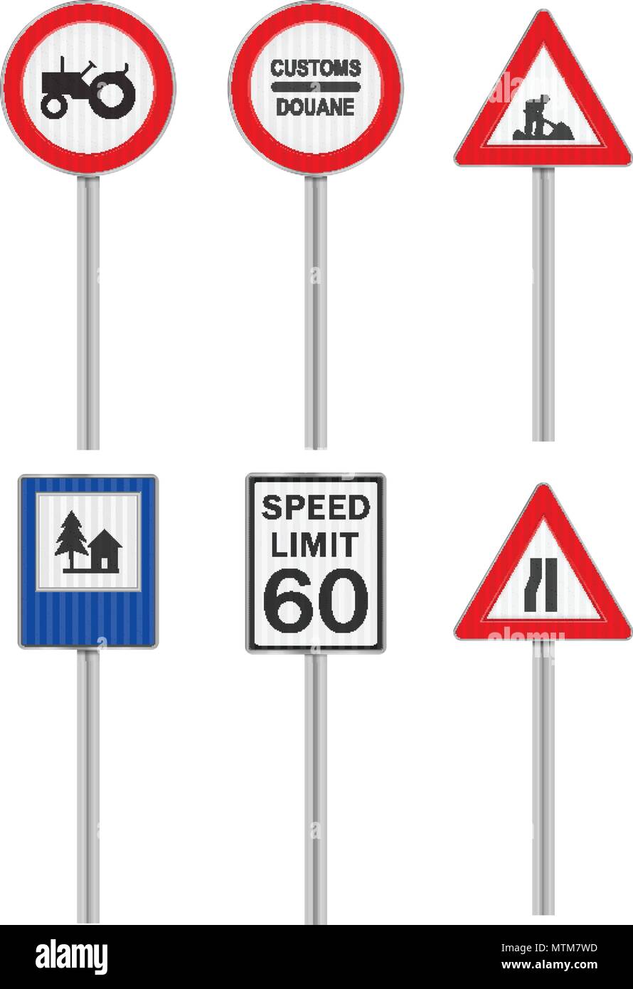 Road signs set on a white background Stock Vector Image & Art - Alamy