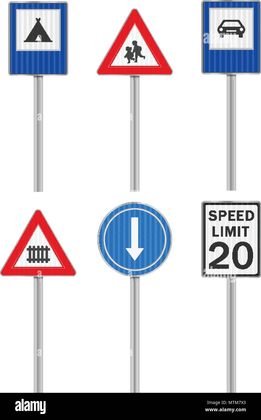 Road signs set on a white background Stock Vector Image & Art - Alamy