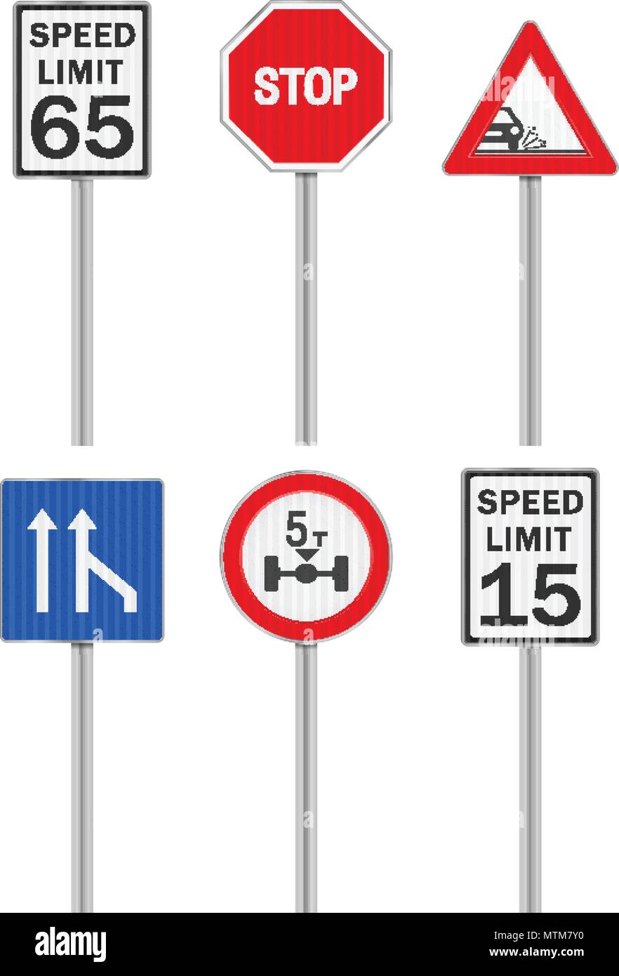 Road signs set on a white background Stock Vector Image & Art - Alamy