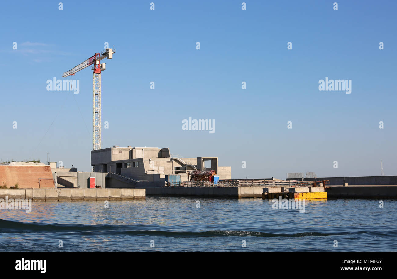 Construction of an impressive mobile dam called Mose to protect the ...