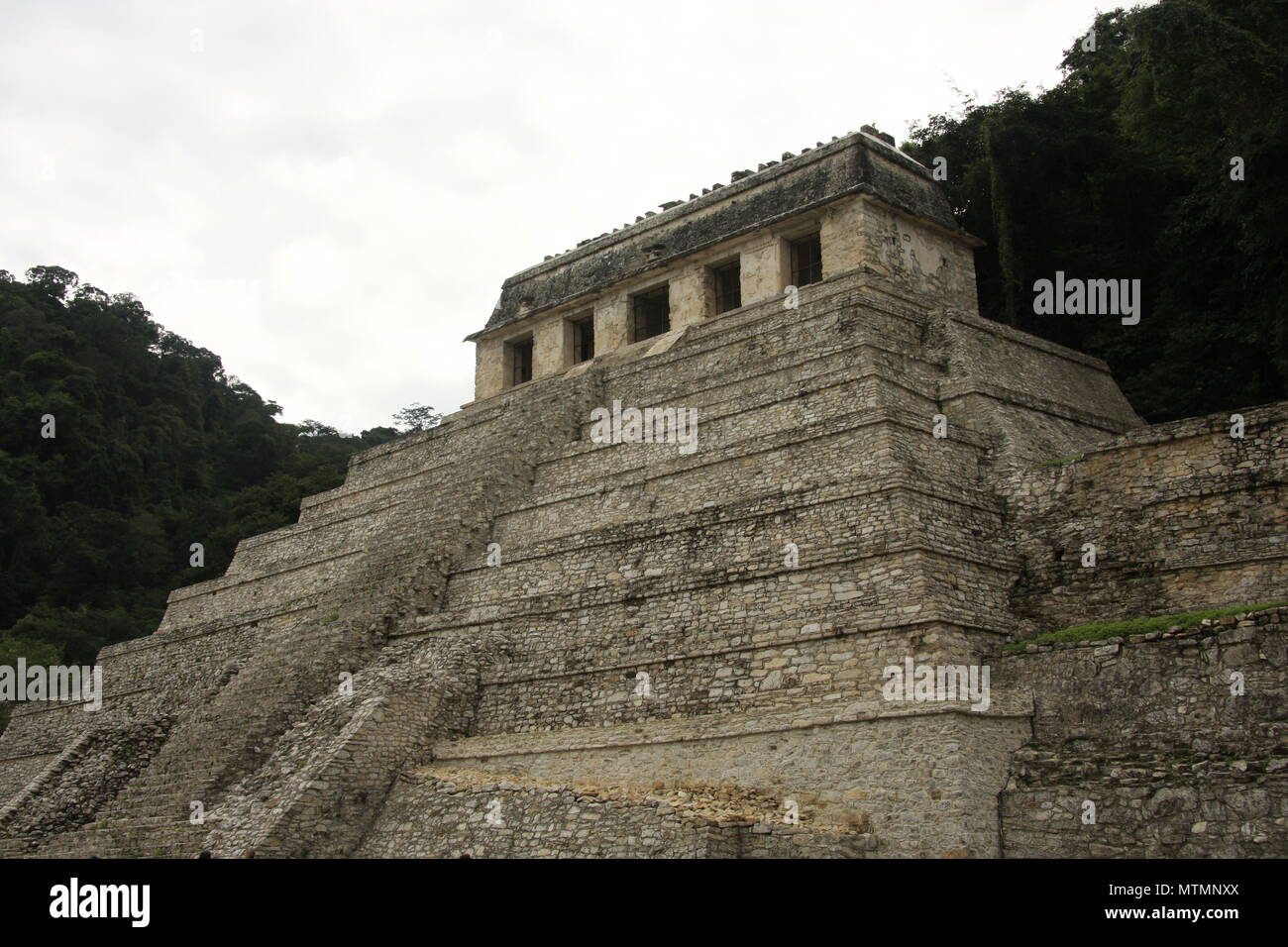 Palenque, Mexico, Archeological ruins, Temple of Inscriptions Stock ...