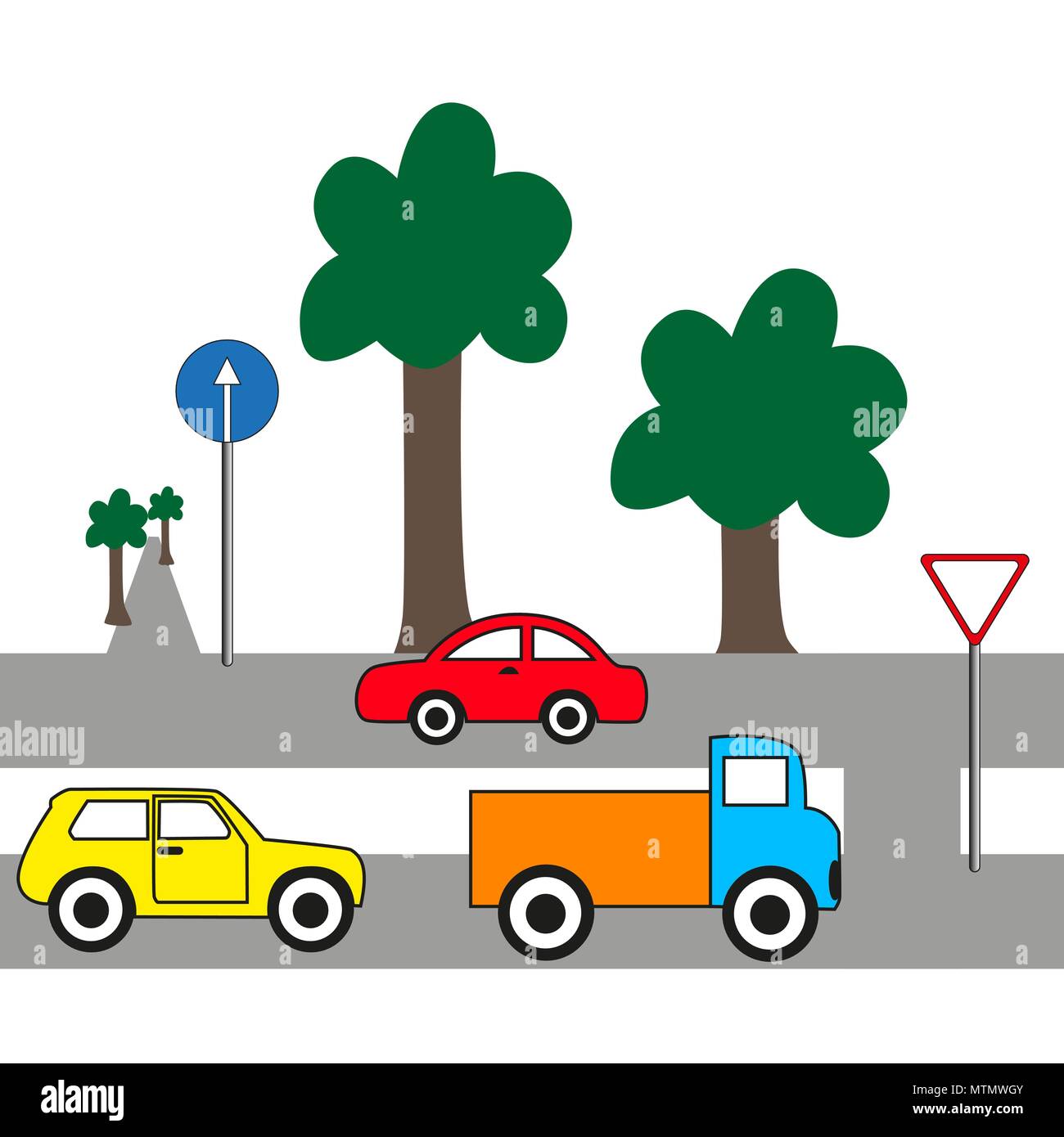 Road users in the form of trucks and cars Stock Vector Image & Art - Alamy