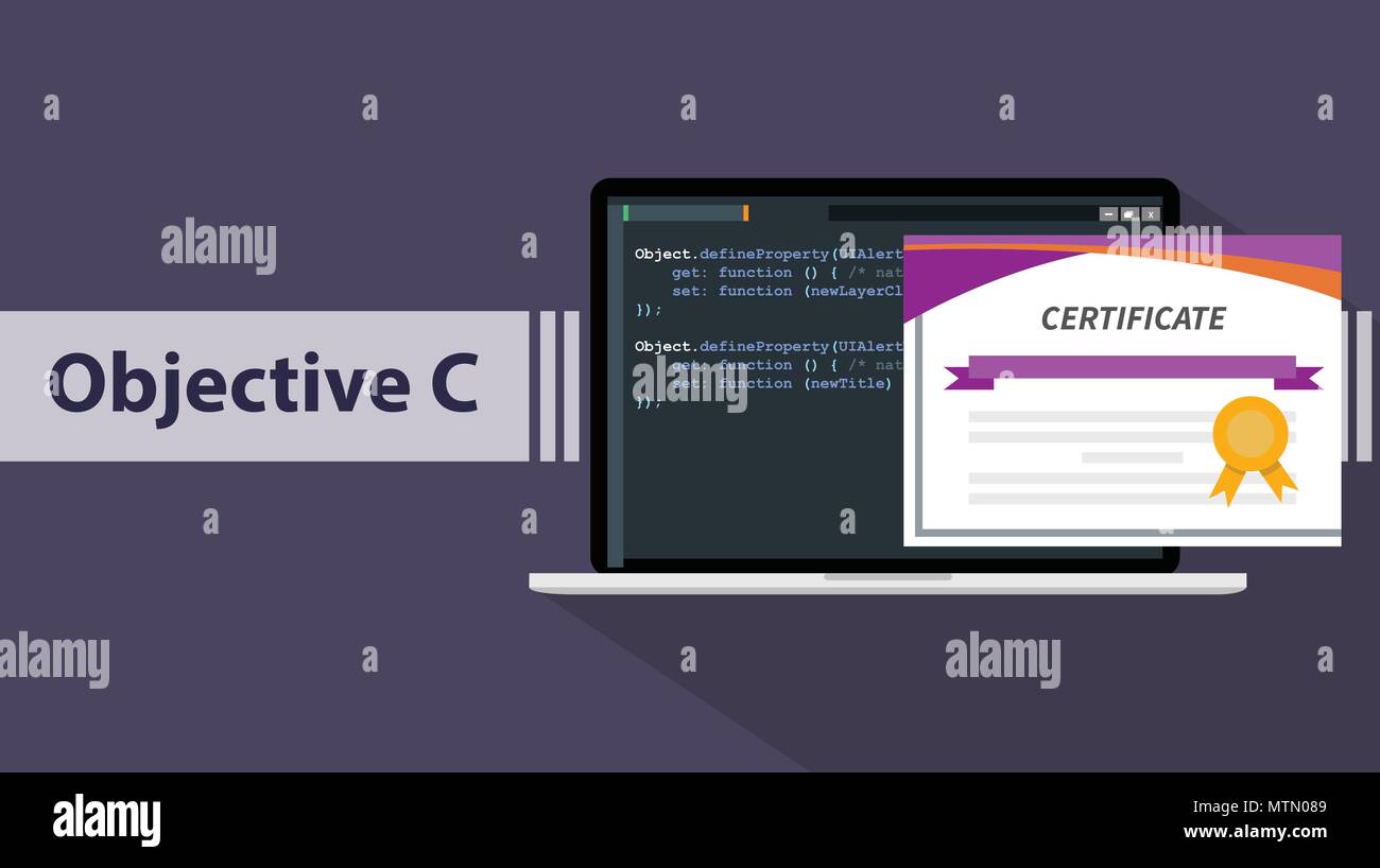 An Objective C Programming Online Learning Certification School Vector 1877