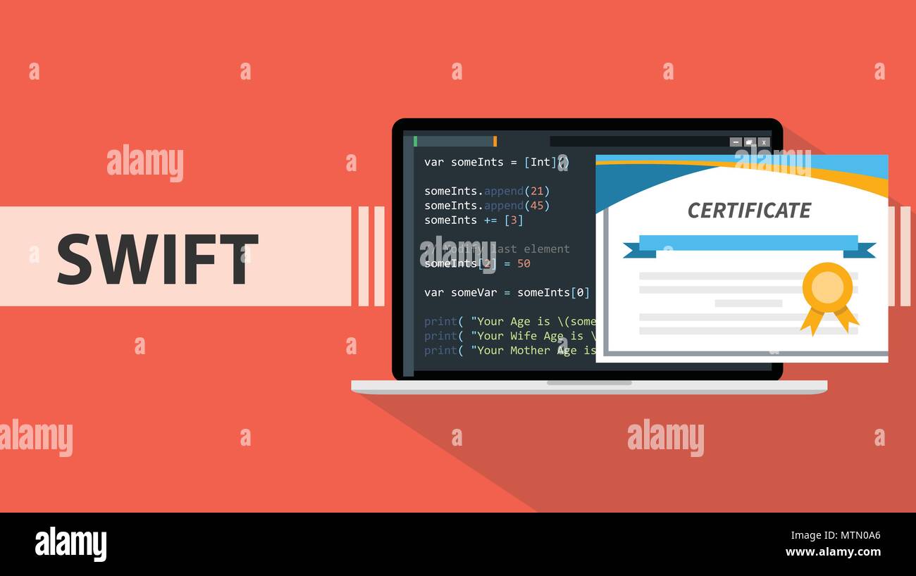 swift programming online learning certification school vector graphic ...
