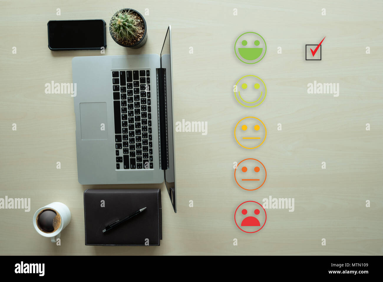 business man select happy on satisfaction evaluation? And good mood ...