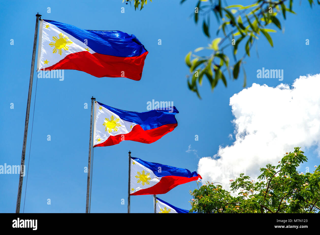 Philippines National flag flying in the wind, Philippines Stock Photo ...