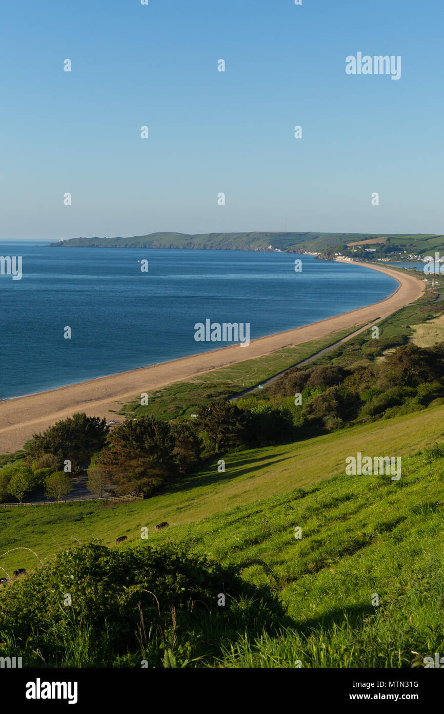 Slapton Sands beach and coast Devon England UK blue sea and sky Stock ...