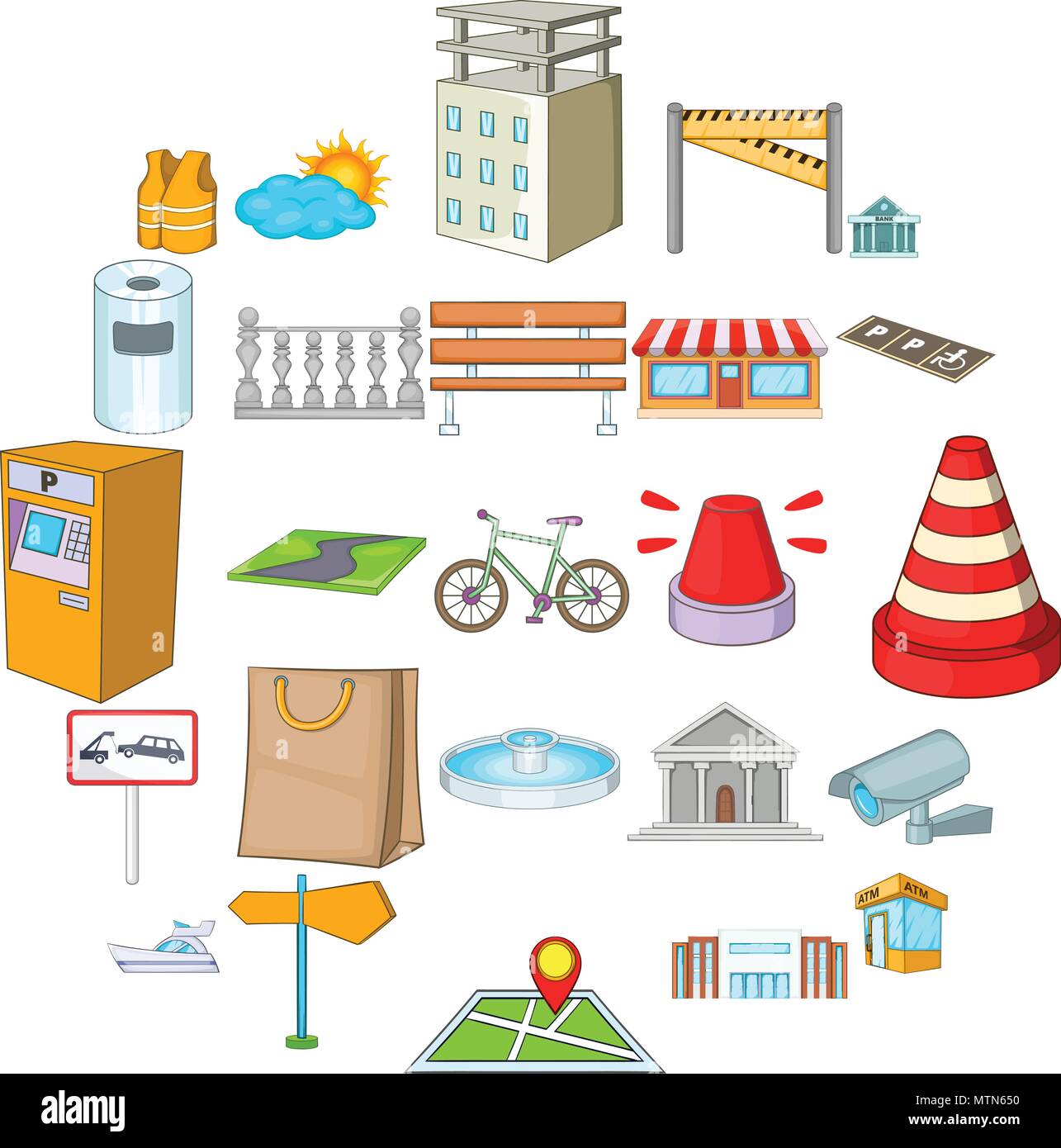 Road icons set, cartoon style Stock Vector Image & Art - Alamy