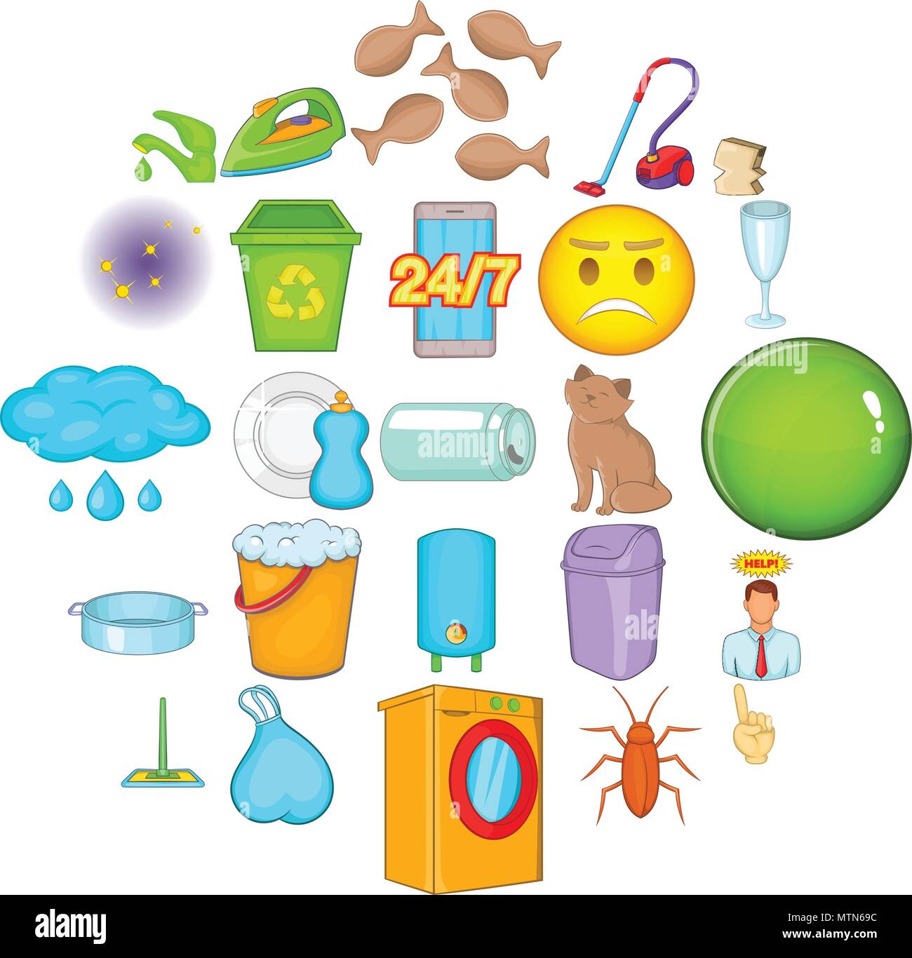 Cleaning icons set, cartoon style Stock Vector Image & Art - Alamy