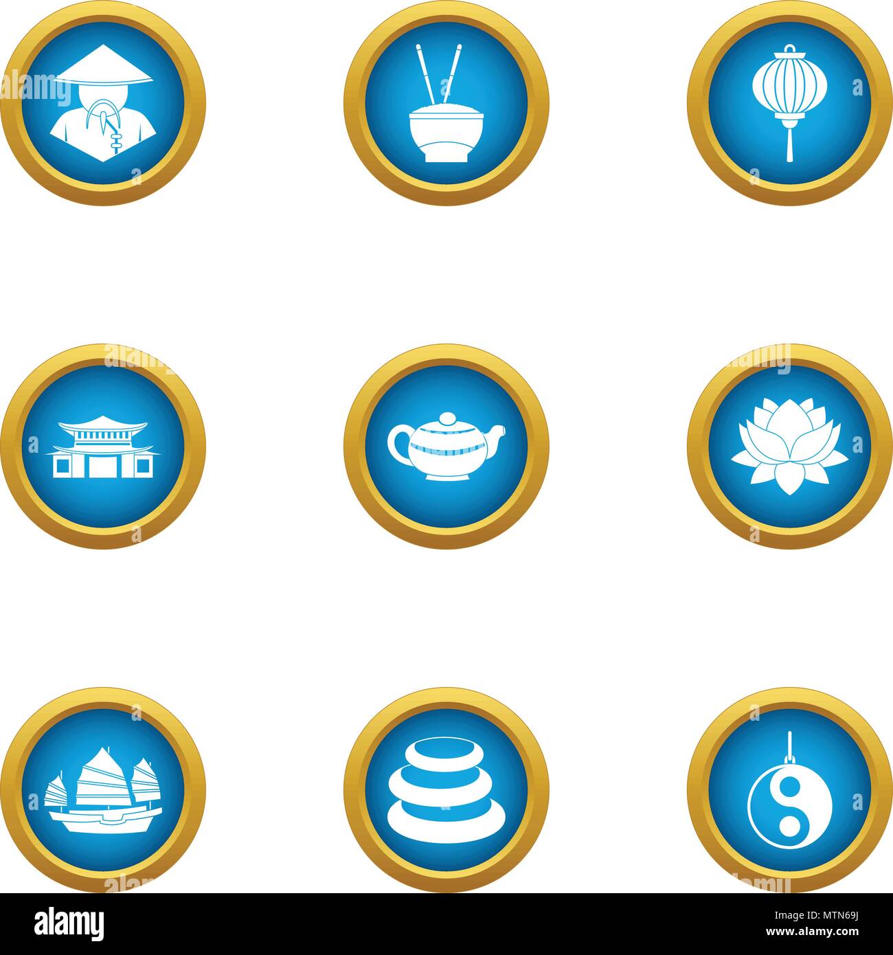 Pan asian icons set, flat style Stock Vector Image & Art - Alamy