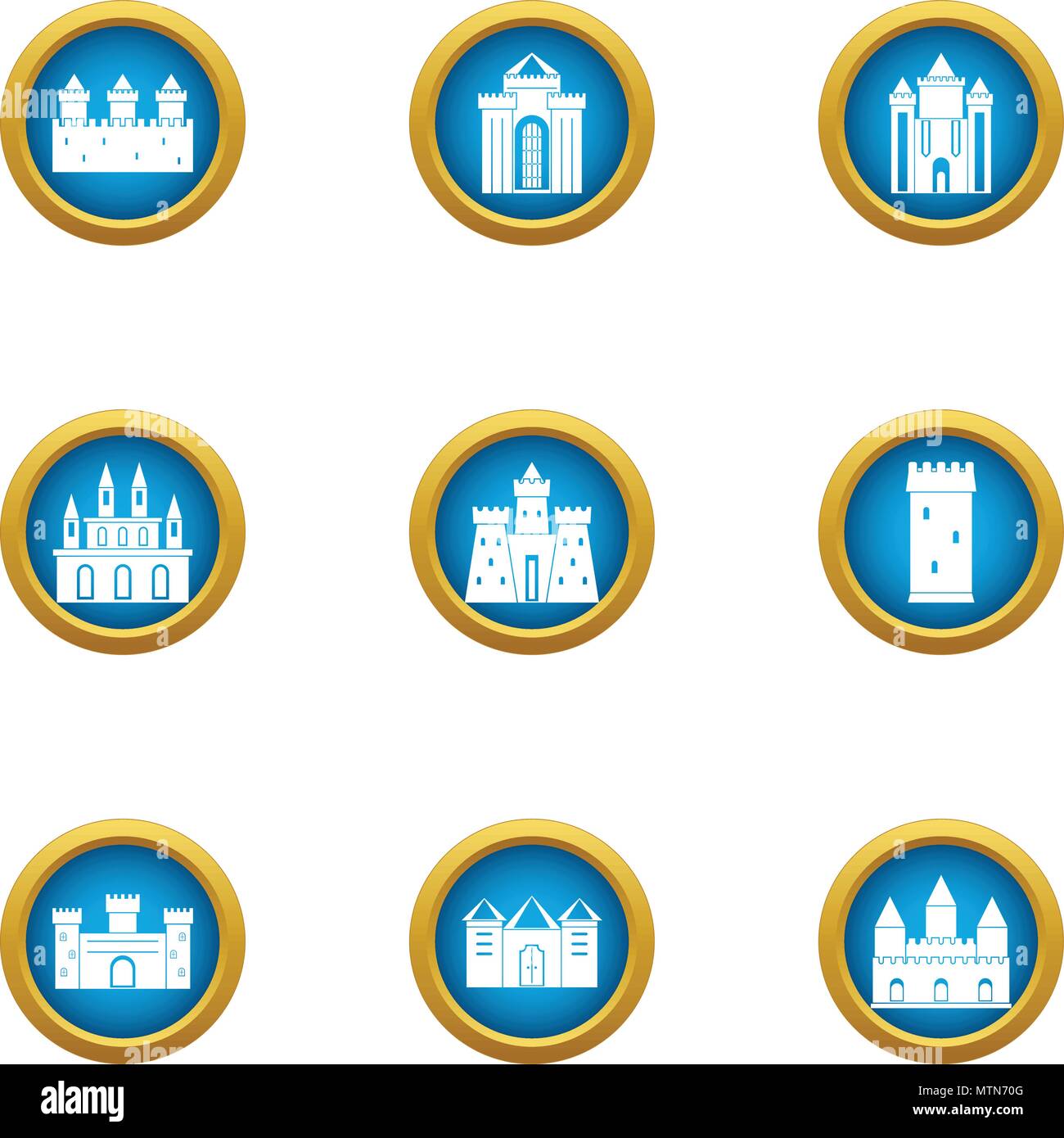 Construction of kingdom icons set, flat style Stock Vector Image & Art ...