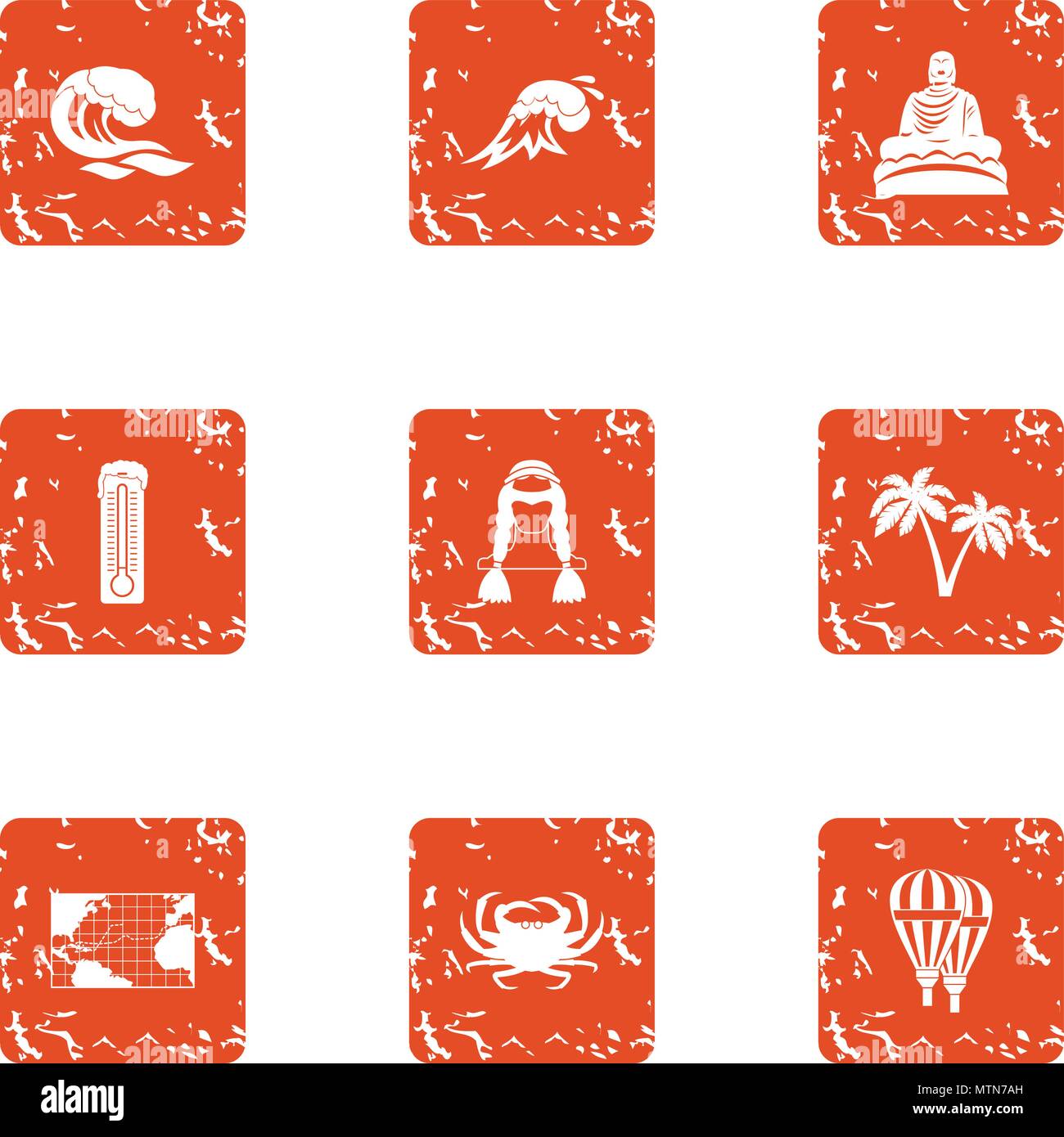 Tropical air icons set, grunge style Stock Vector Image & Art - Alamy