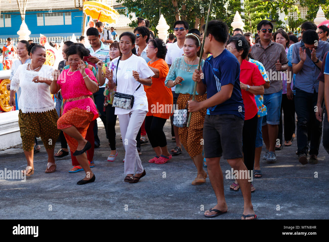 ROYONG , THAILAND - JULY 6 : Thai dancer with new monk parade around ...