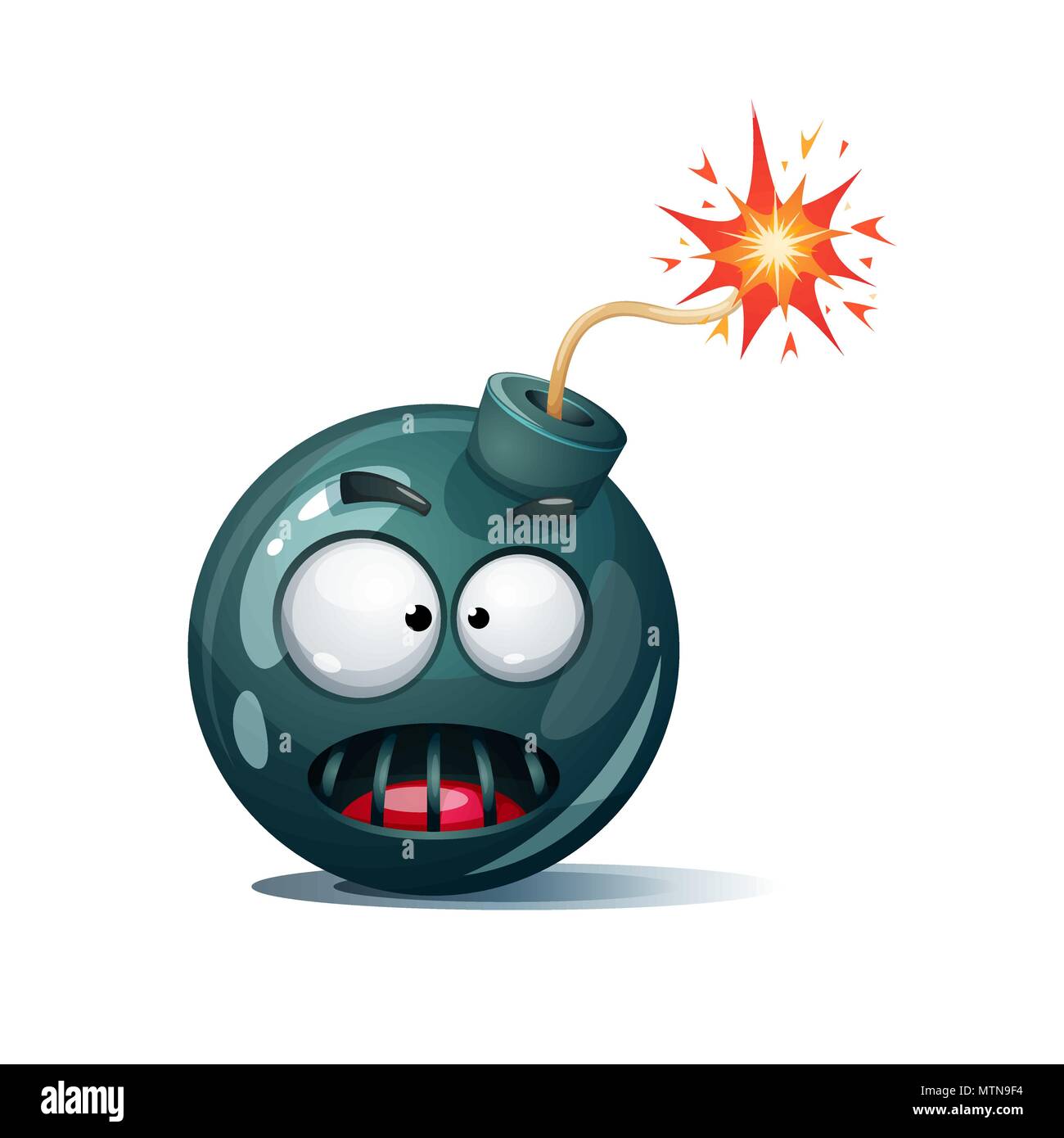 Cartoon bomb, fuse, wick, spark icon. Horror smiley Stock Vector Image ...