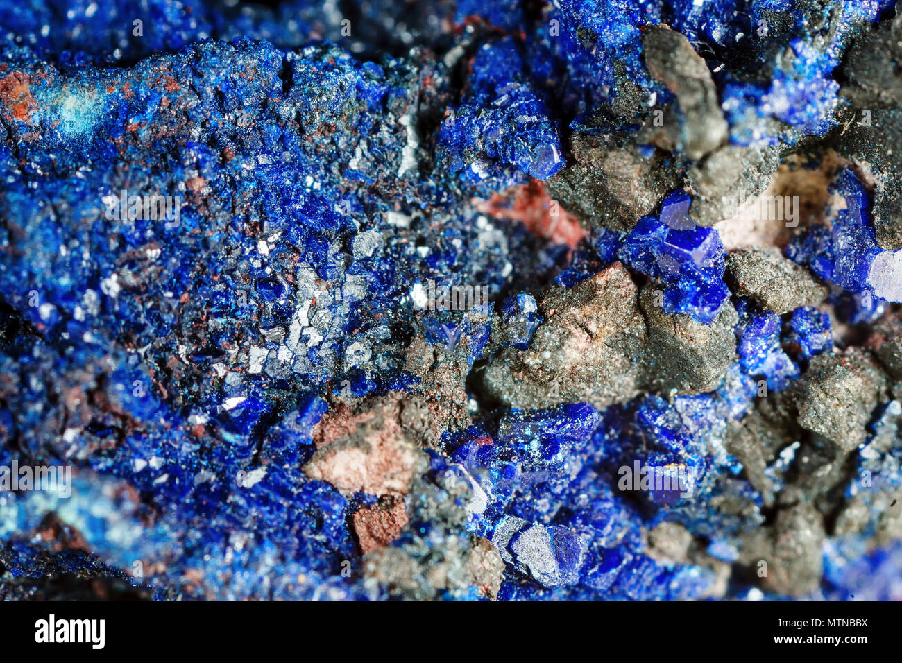 Mineral azurite. The texture of the mineral. Macro shooting of natural ...