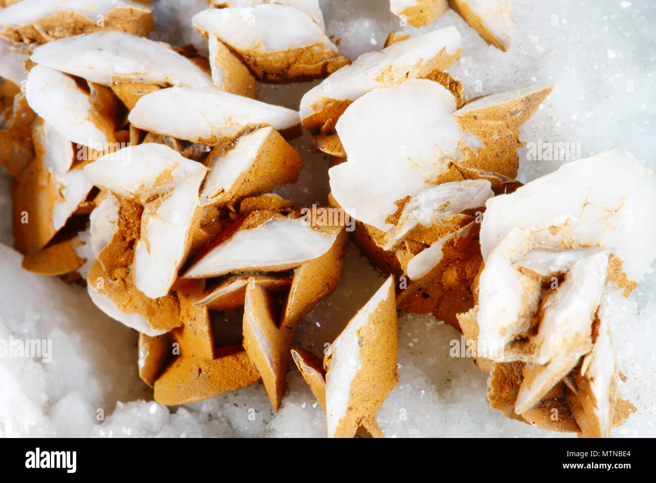 Mineral quartz with calcite. The texture of the mineral. Macro shooting ...