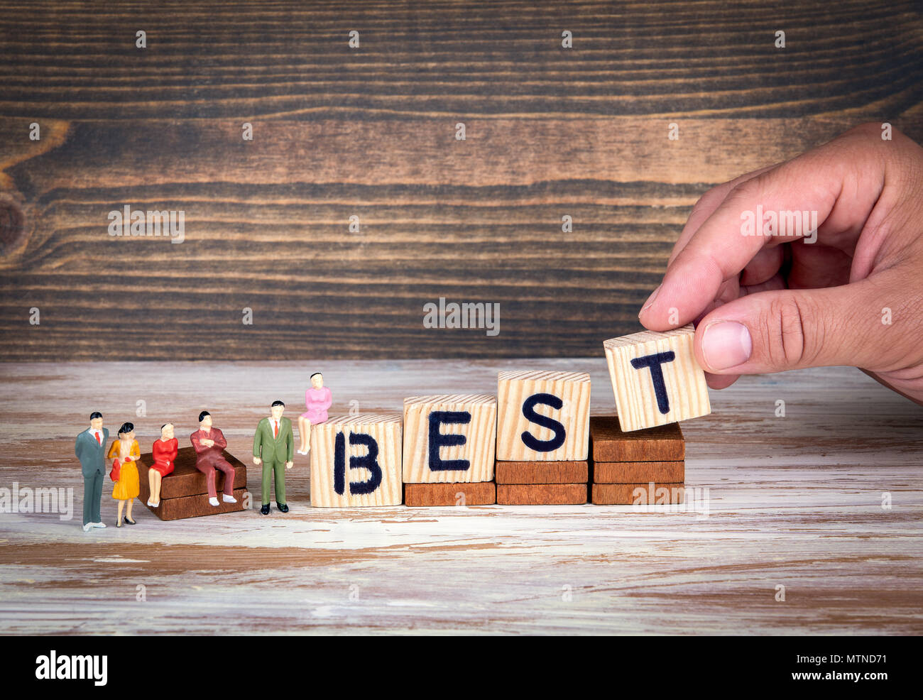 Best. Choice, practice or Service concept. Wooden letters on the office ...