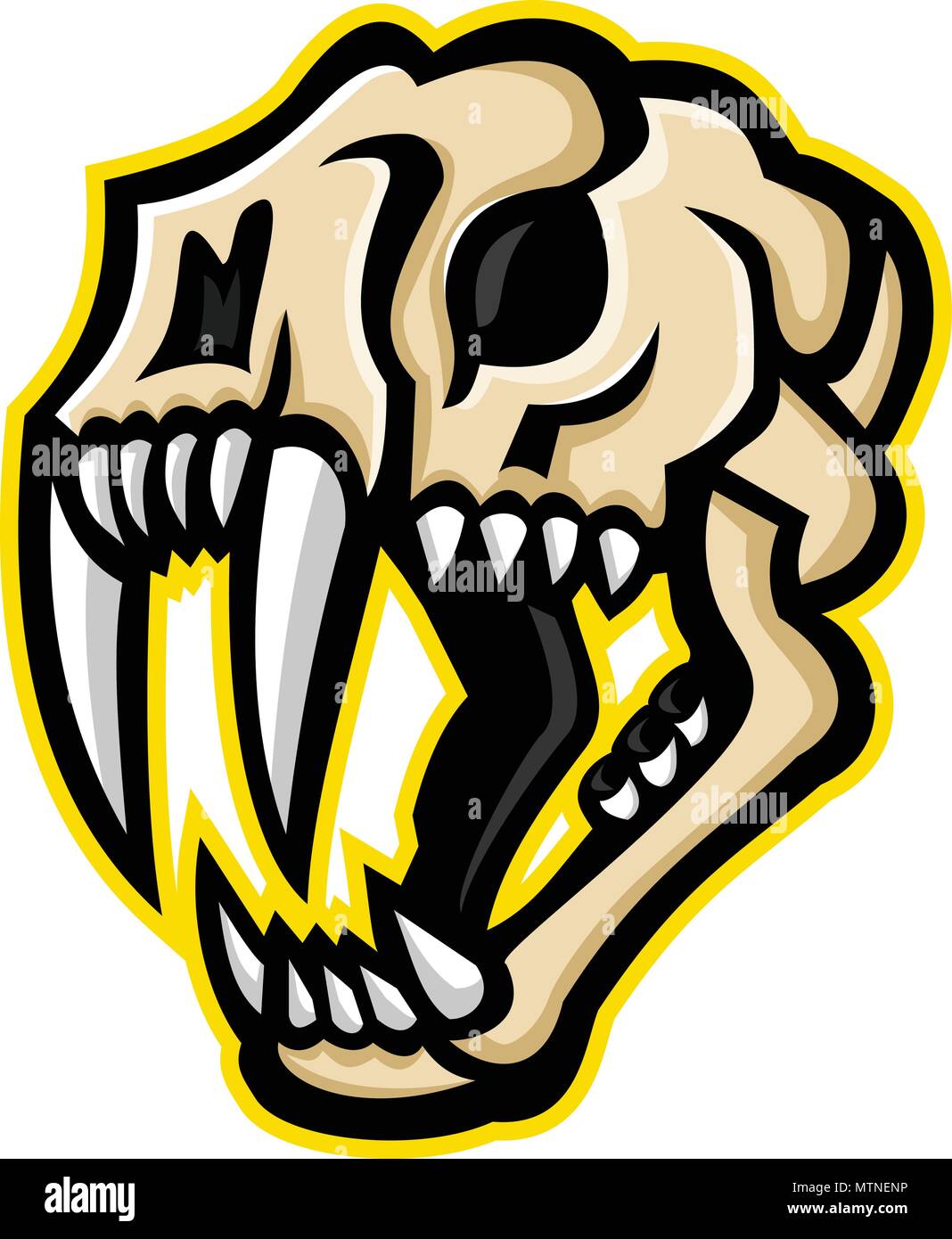 Mascot icon illustration of skull head of a saber-toothed cat or sabre ...