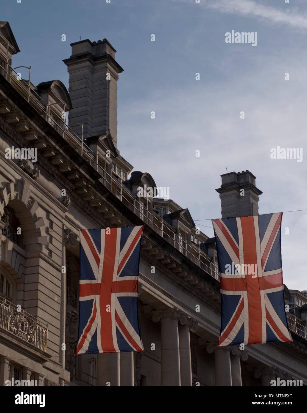 Union Jack British flags hanging over Regent's Street in London,England ...