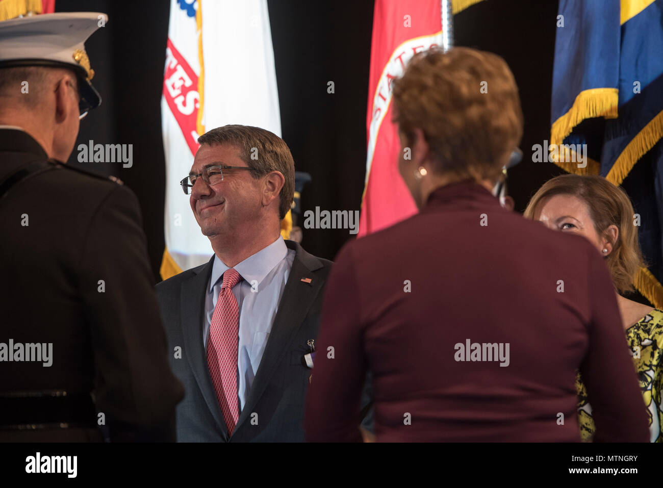 Secretary of Defense Ash Carter is presented the Chairman of the Joint ...