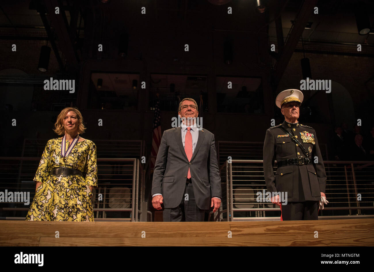 Secretary of Defense Ash Carter, his wife Stephanie, and U.S. Marine ...