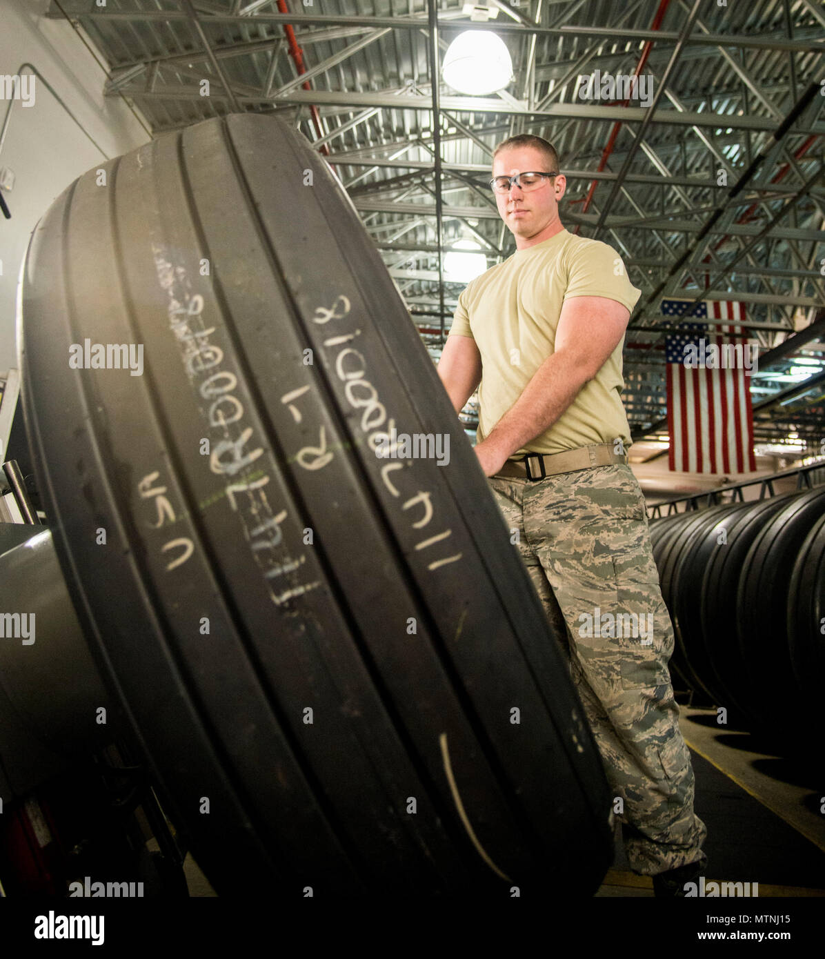 Senior Airman Eric Reside, 60th Maintnenace Squadron wheel and tire ...