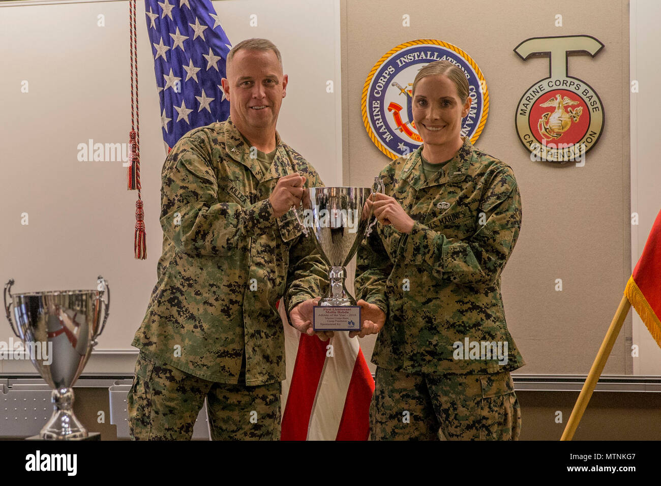 U.S. Marine Corps Brig. Gen. Kevin J. Killea, left, commanding general ...