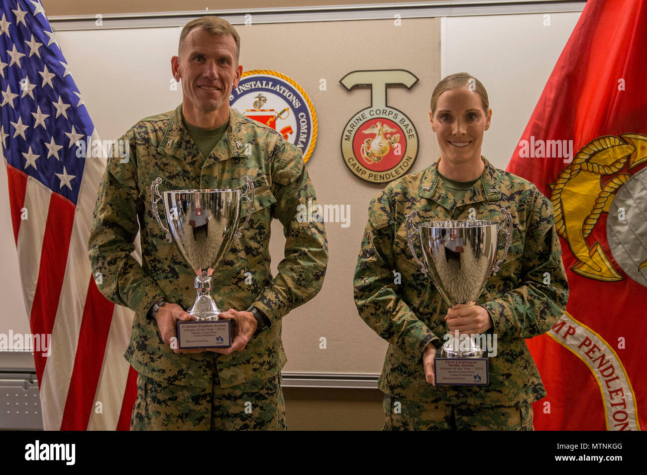 U.S. Marine Corps Col. Stephen P. Armes, left, and U.S. Marine Corps ...