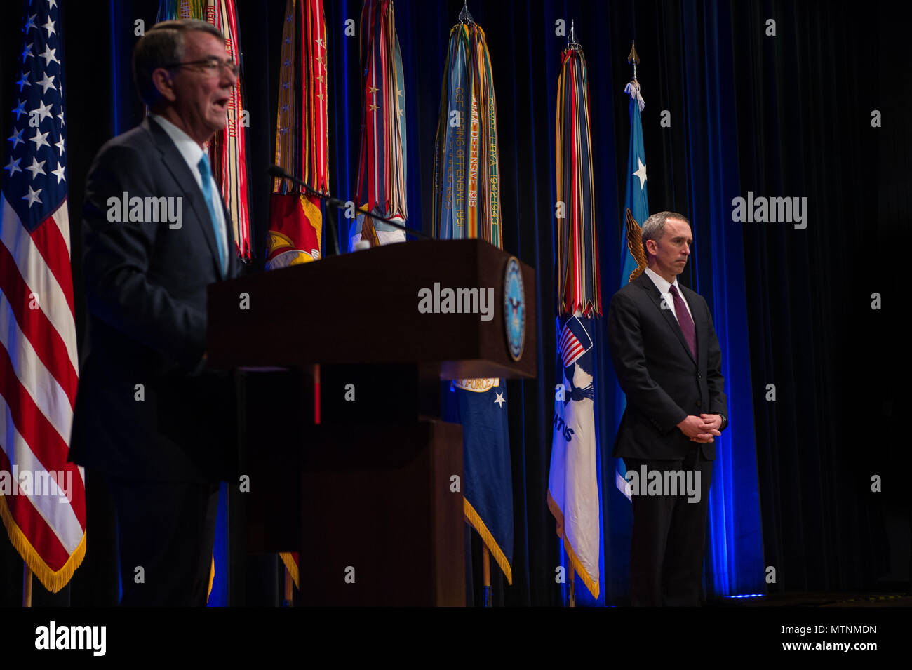 Defense Secretary Ash Carter recognizes the Under Secretary of Defense ...