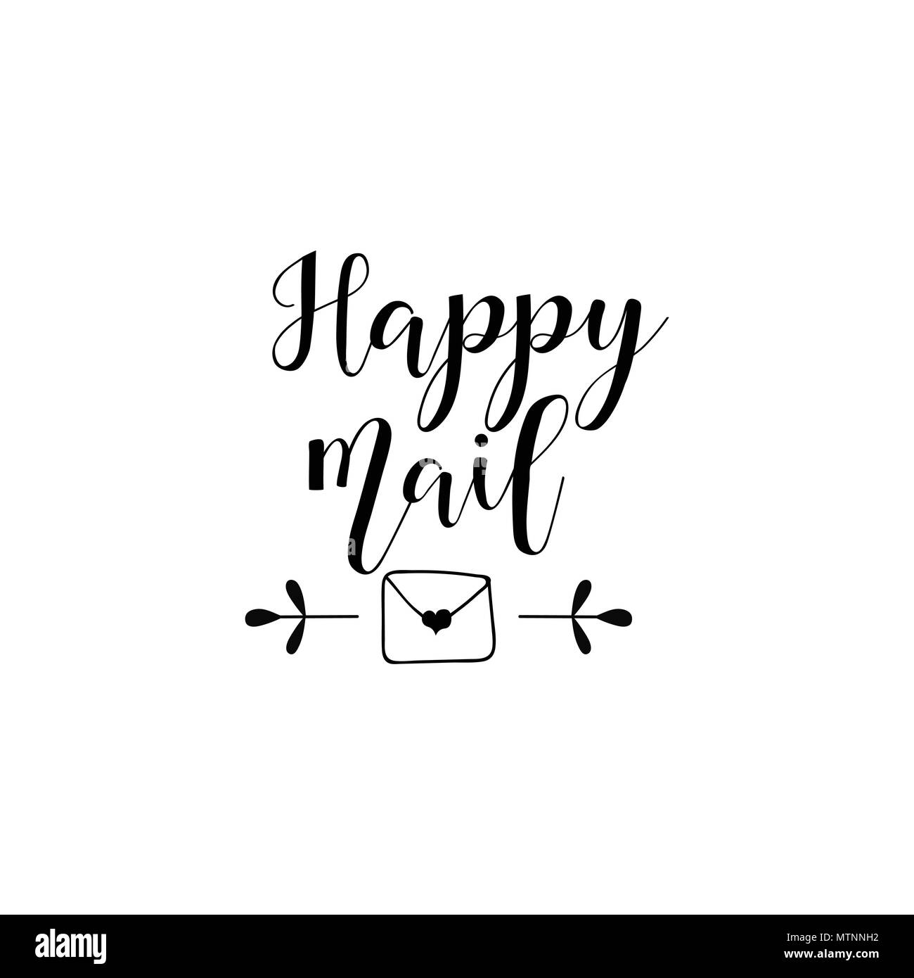 Happy mail. Lettering. Hand drawn vector illustration. element for ...