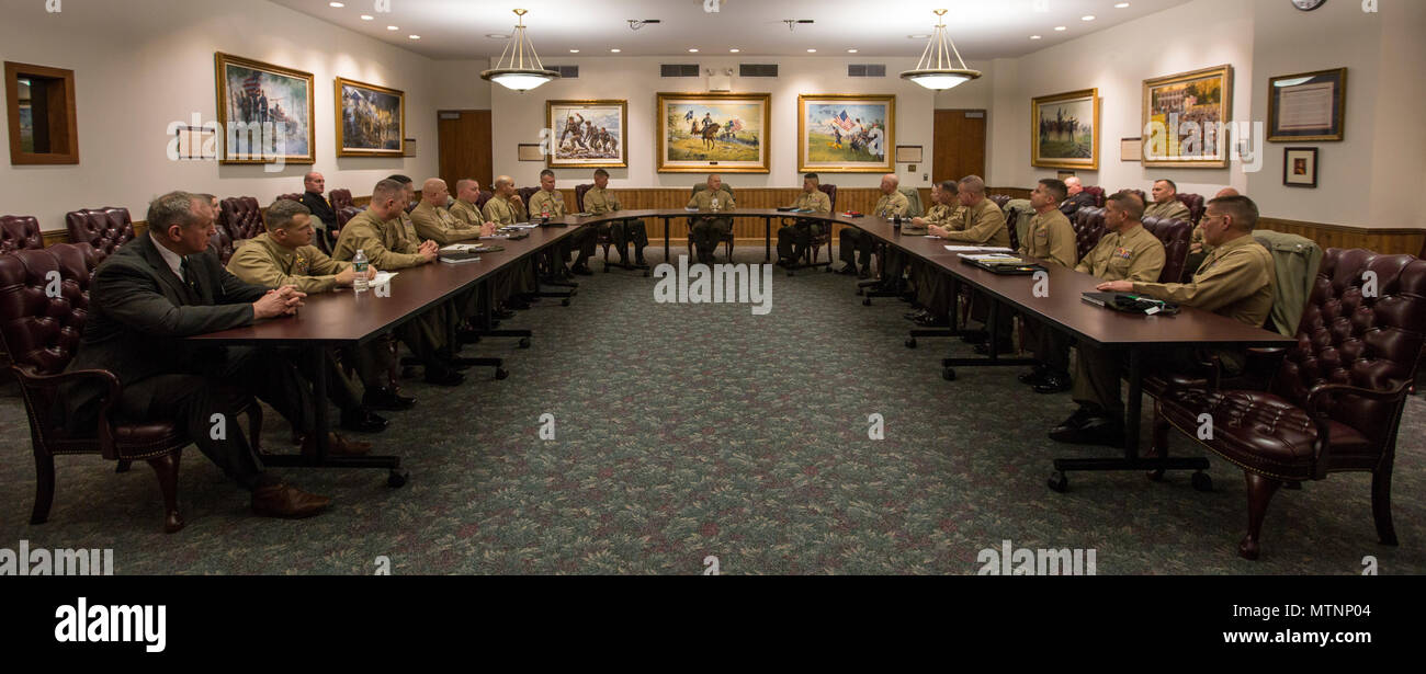 Commandant of the Marine Corps Gen. Robert B. Neller, center, speaks ...