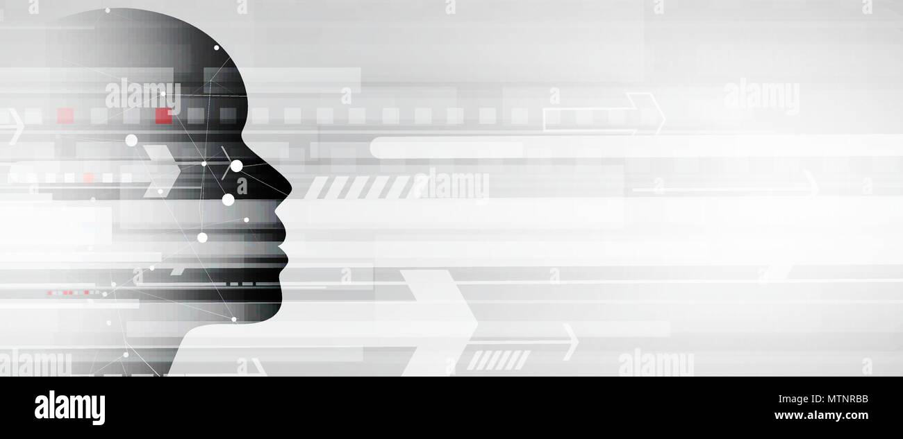 Abstract Artificial intelligence. Technology web background. Virtual ...