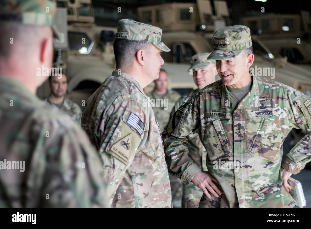 Gen. Daniel Allyn, Vice Chief of Staff of the Army, converses with Maj ...