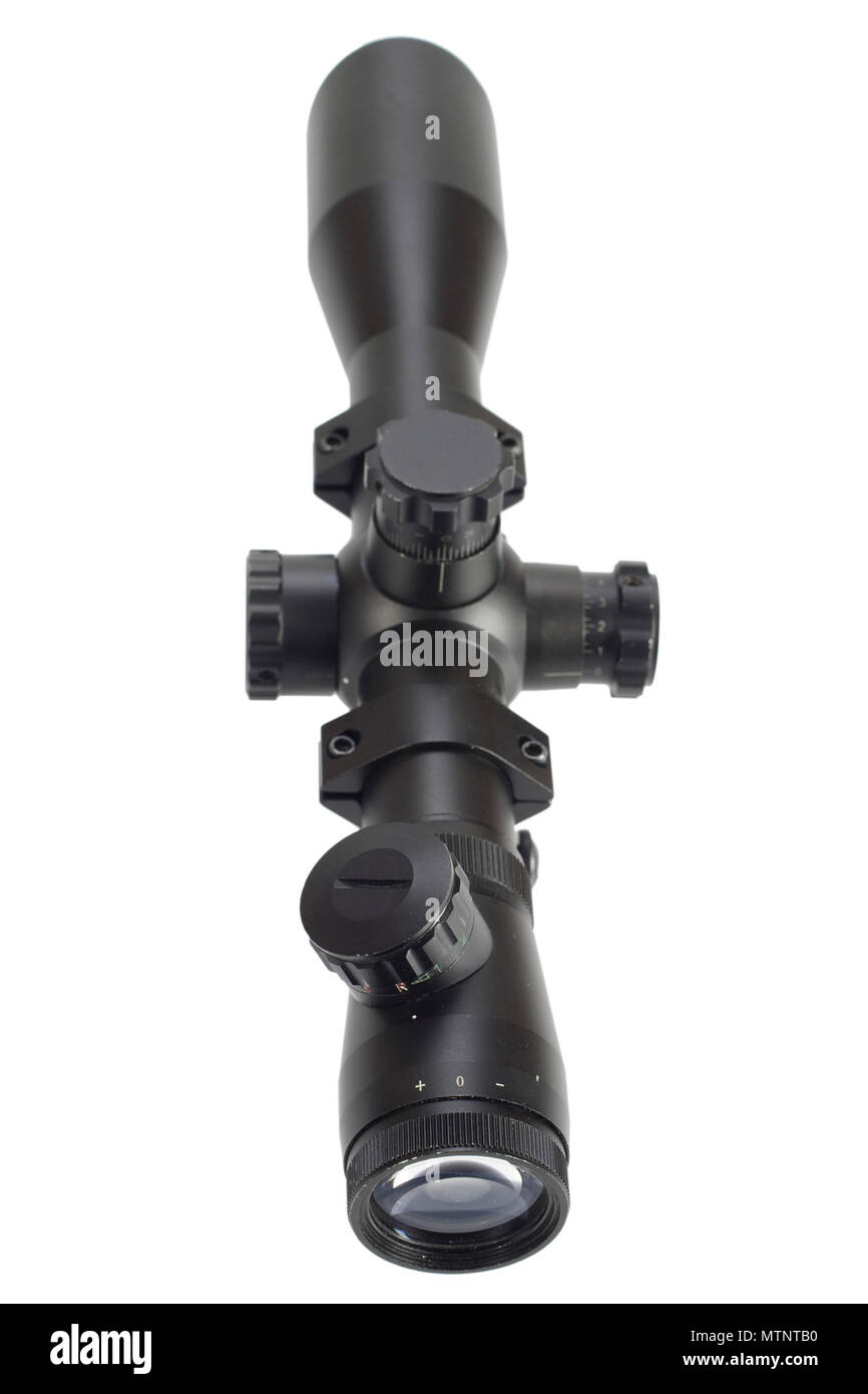 sniper scope mounted on airrifle isolated on white Stock Photo - Alamy
