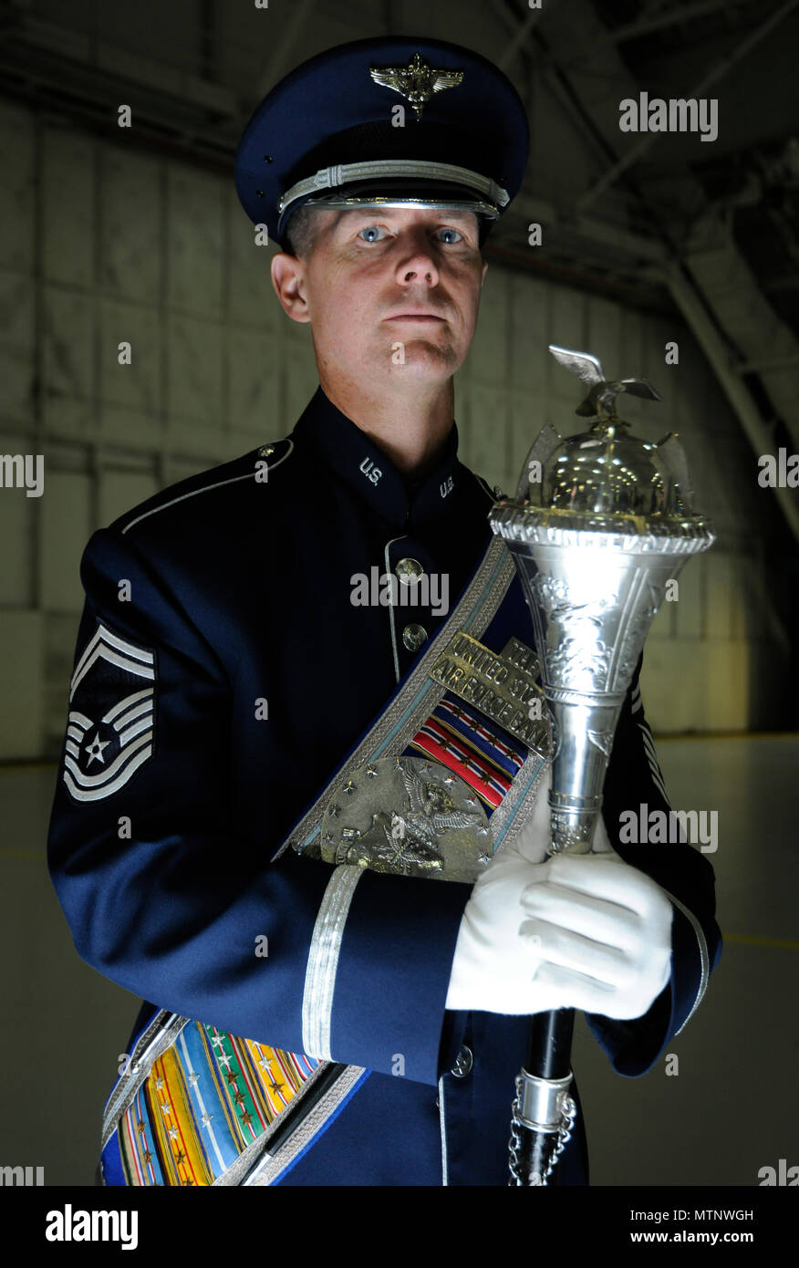 Senior Master Sgt. Daniel Valadie, U.S. Air Force Band drum major ...
