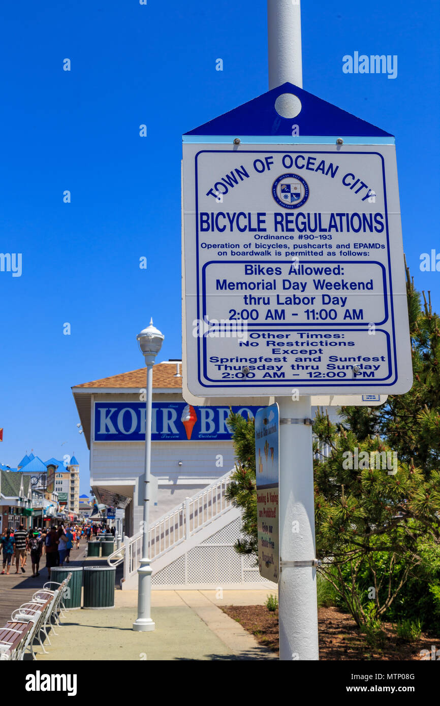 Ocean City, MD, USA - May 26, 2018: A sign of the Town of Ocean City ...