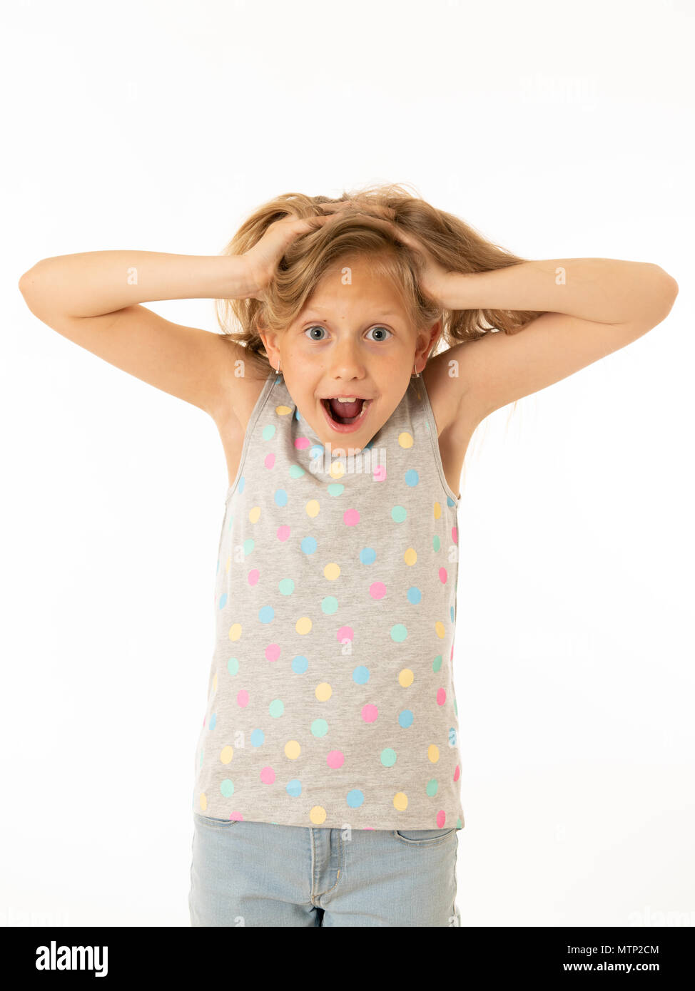 Close up portrait. Cute charming happy, excited, funny, cheerful young ...