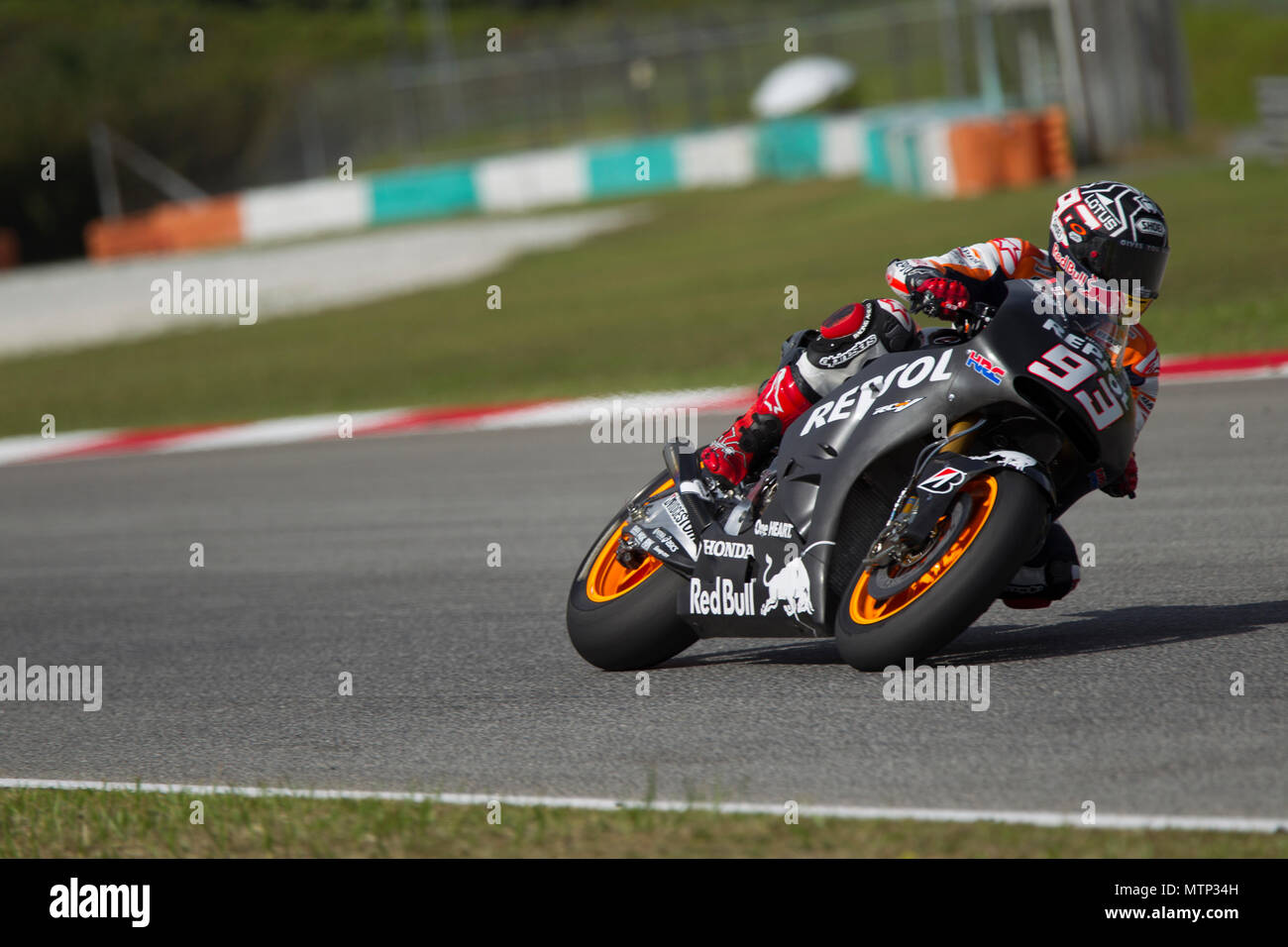 Spain's Marc Marquez astride his Repsol Honda RCV factory bike at the ...