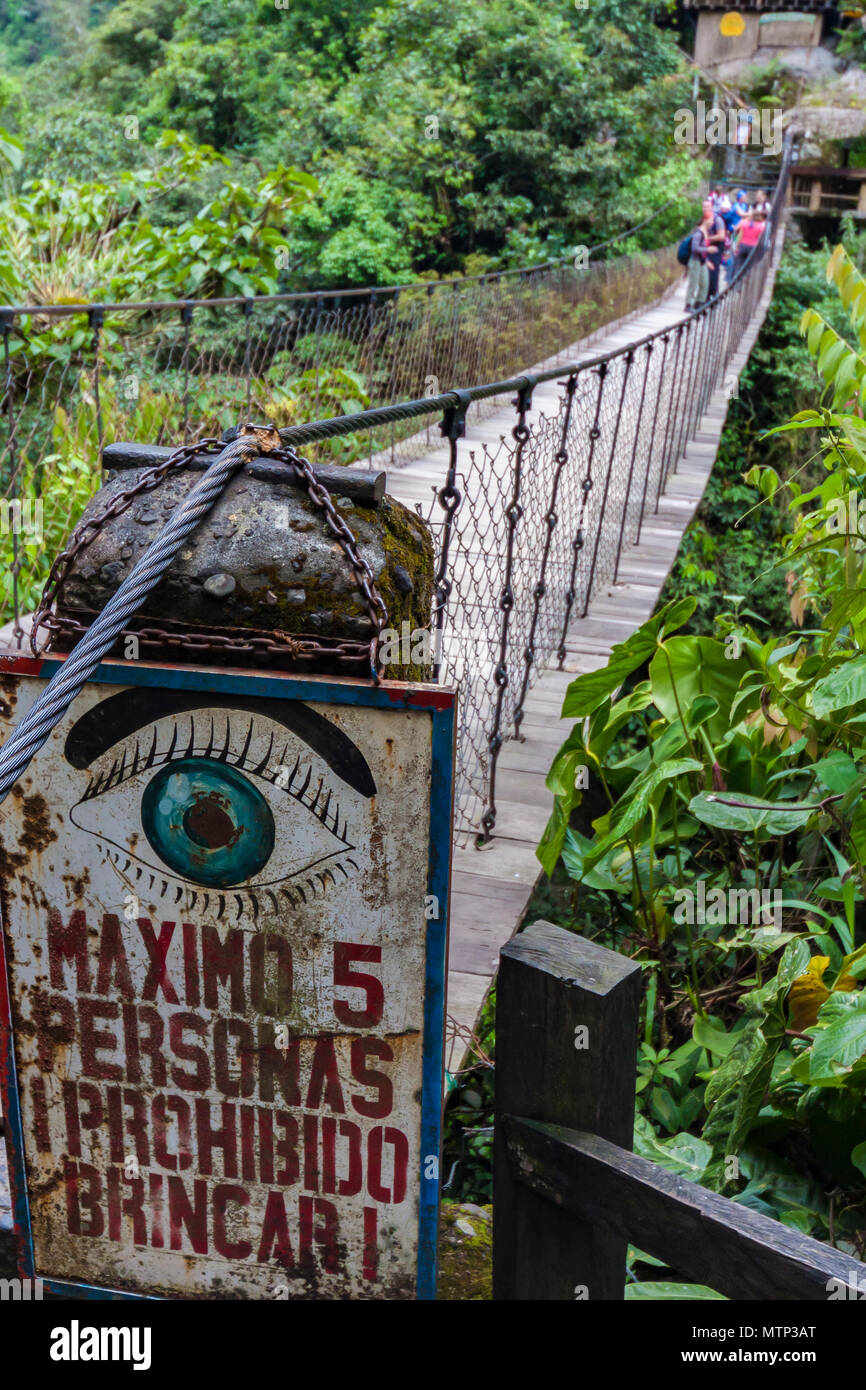 Waterfall Devil's Cauldron Banos Ecuador bridge Stock Photo - Alamy