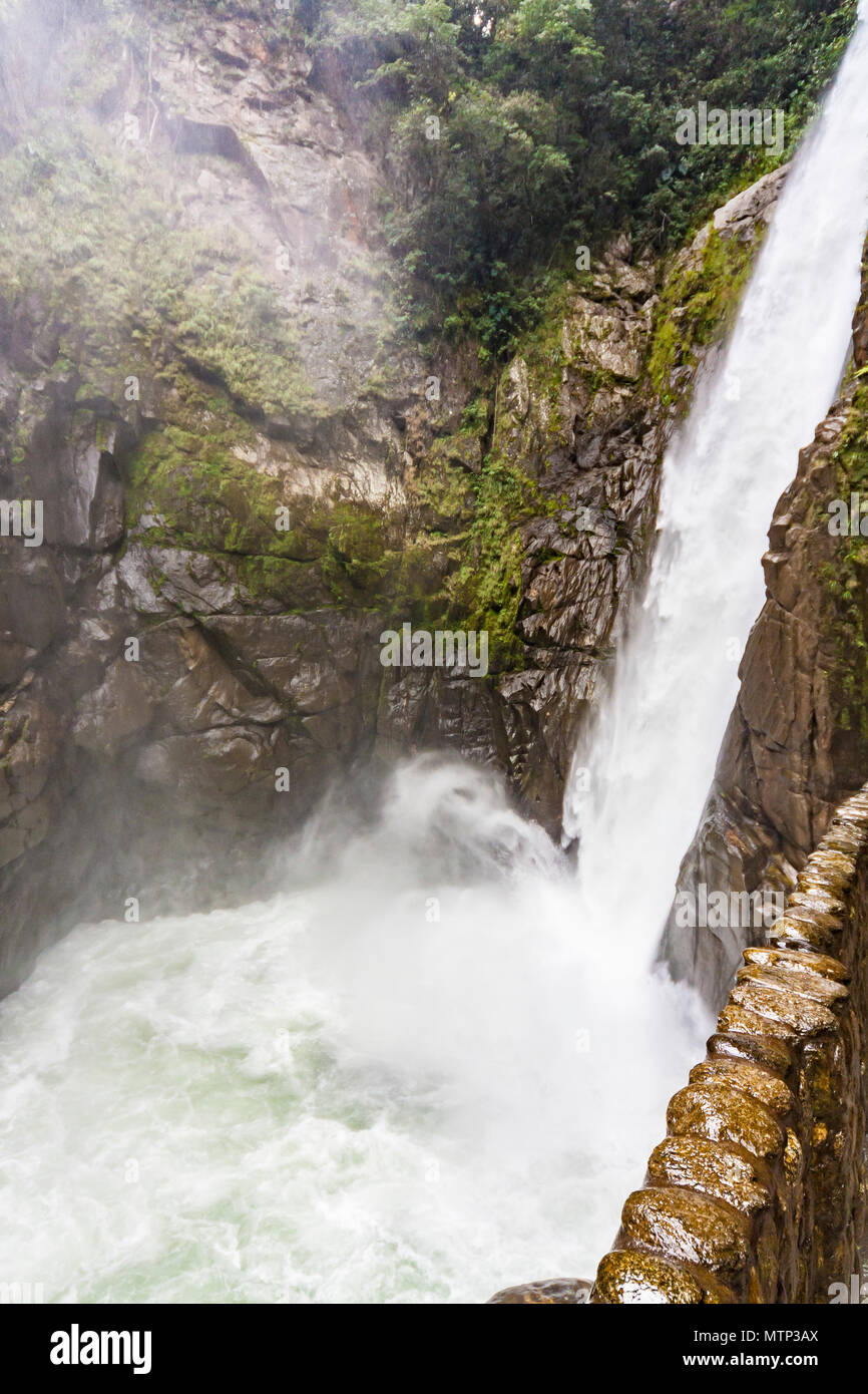 Waterfall Devil's Cauldron Banos Ecuador bridge Stock Photo - Alamy
